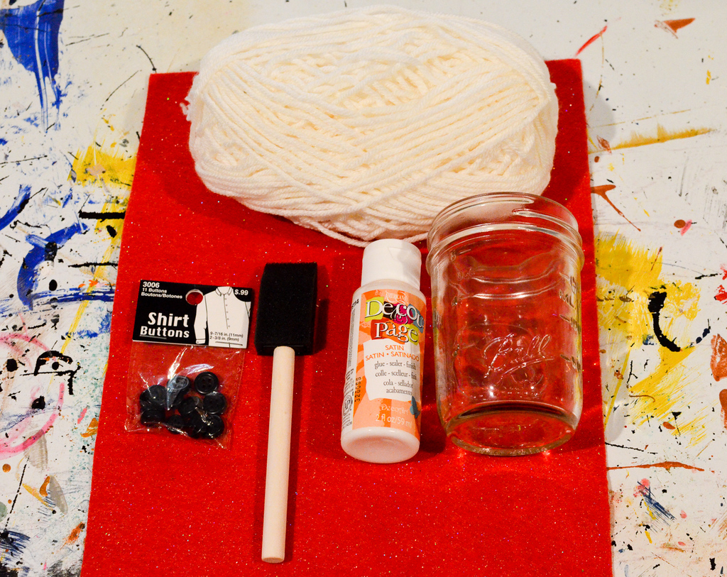Yarn Wrapped Snowman Mason Jar