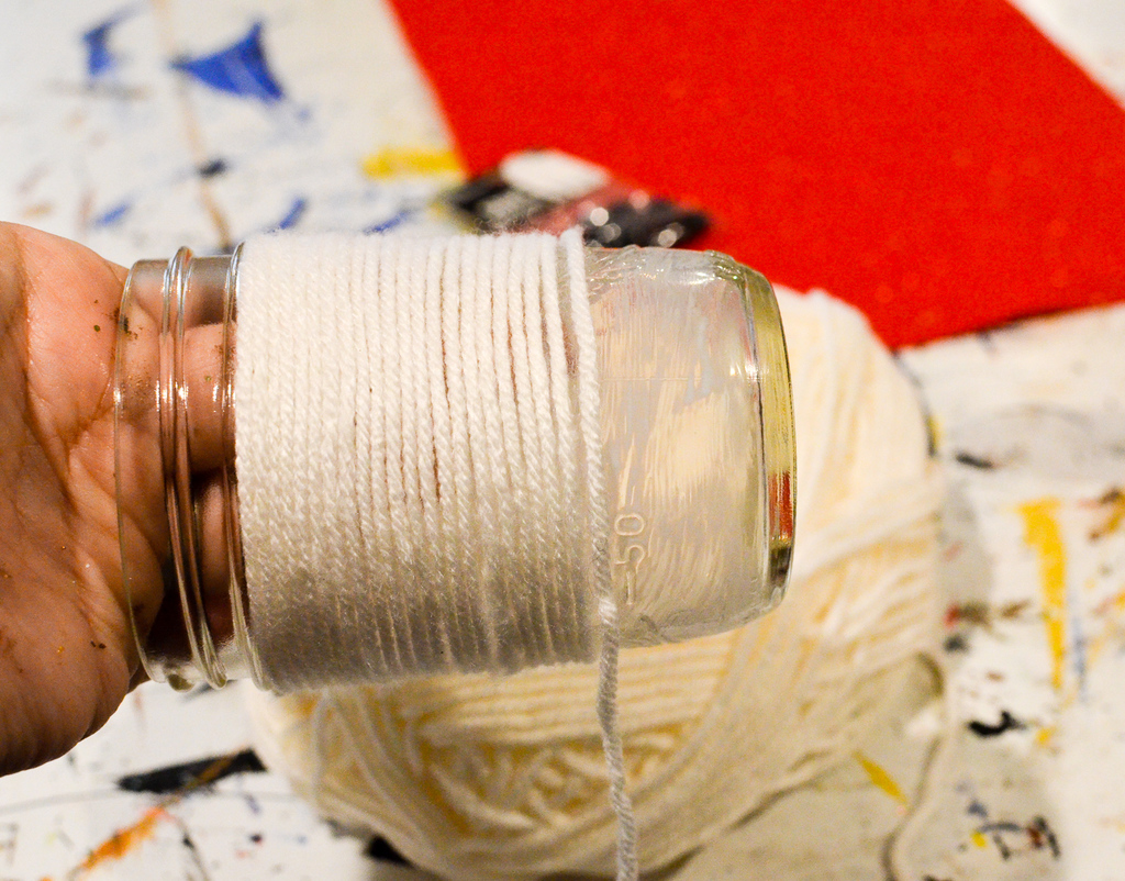 Yarn Wrapped Snowman Mason Jar