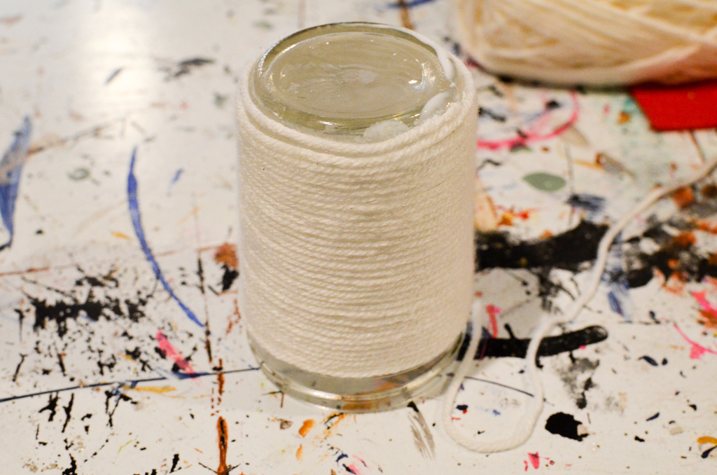 Yarn Wrapped Snowman Mason Jar